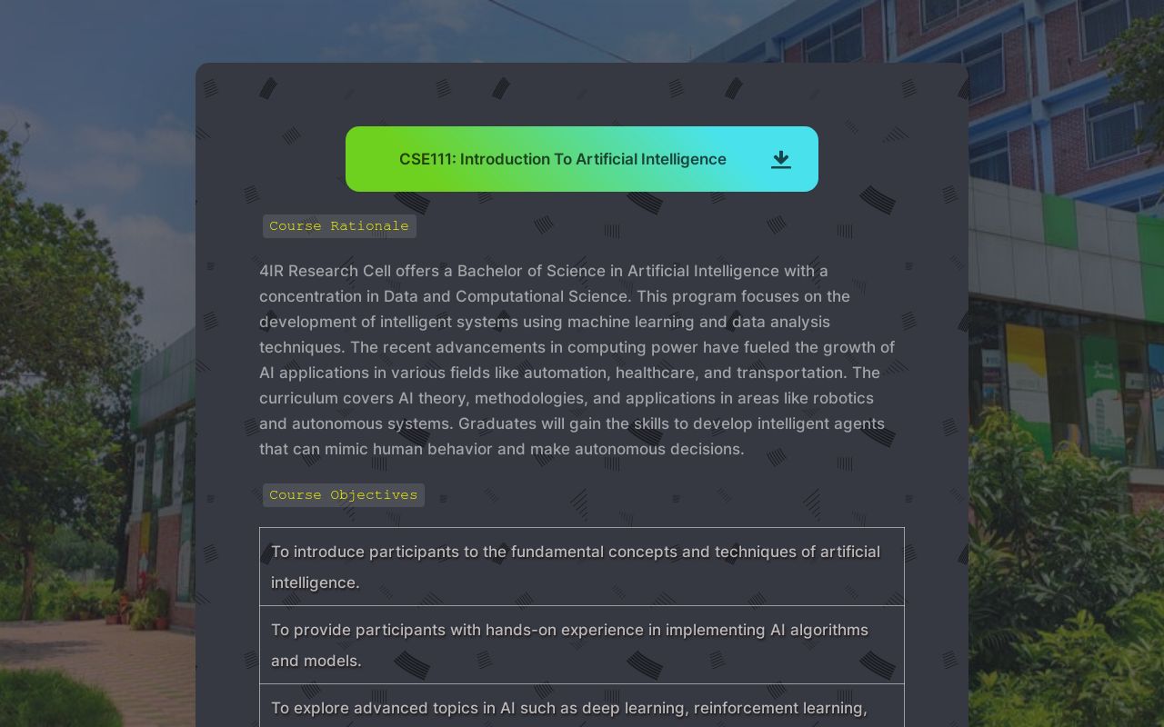 CSE111: Introduction To Artificial Intelligence